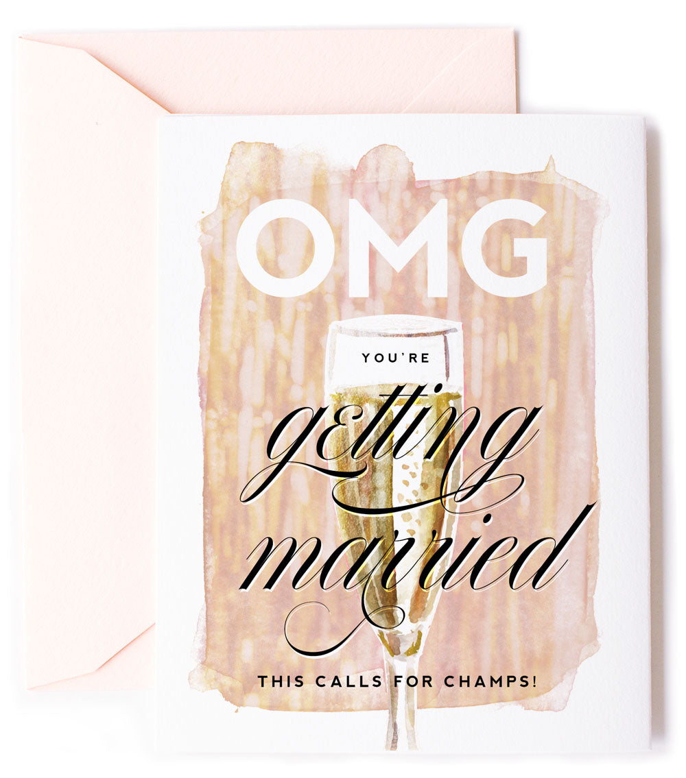 OMG You're Getting Married, Champagne Engagement & Wedding Card – Kitty ...